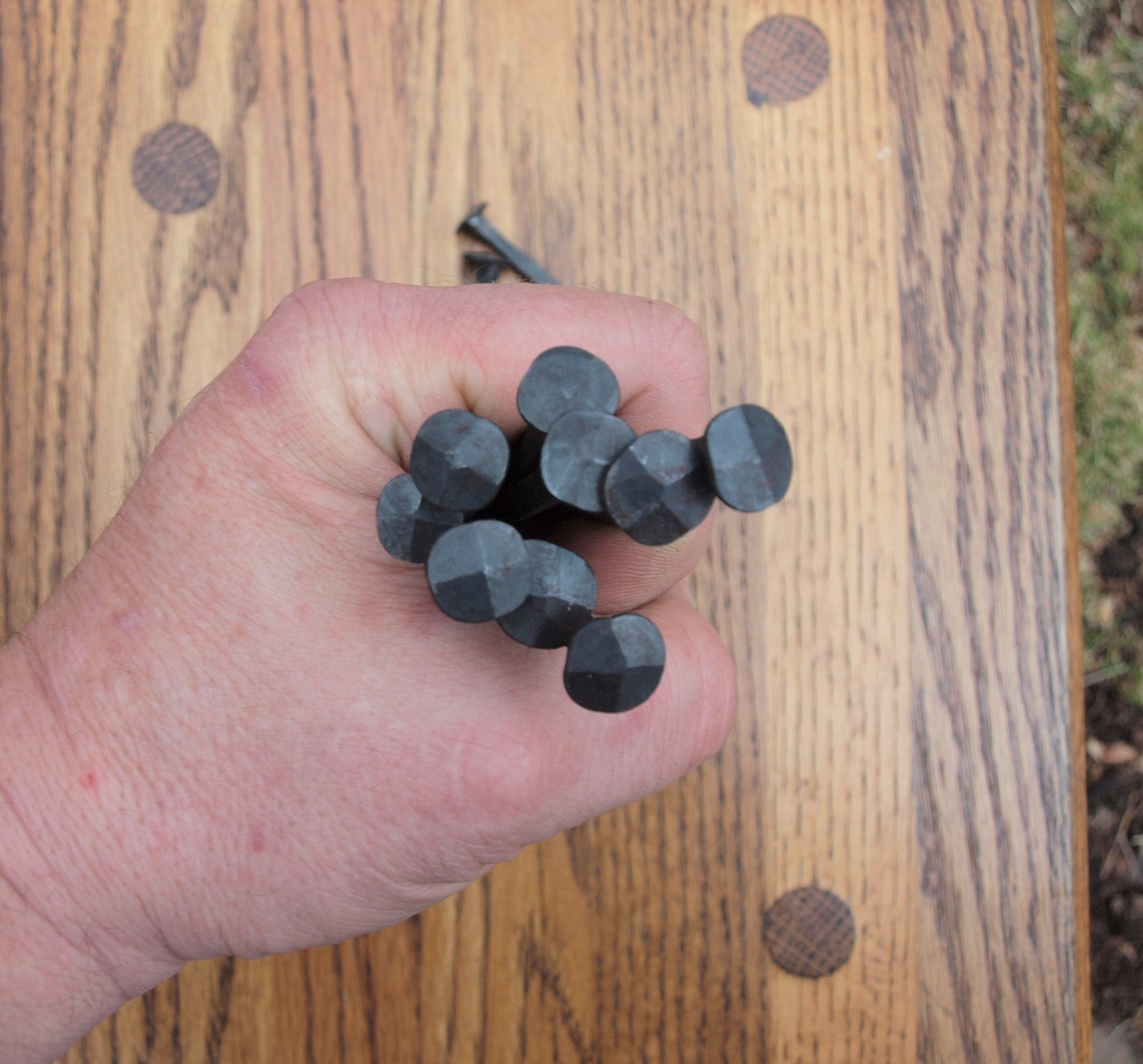 Set of 5 Hand Forged Rose-head Nails in Display Packaged, Hand Made ...