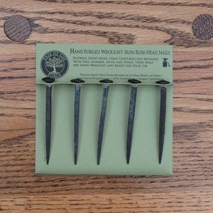 Set of 5 Hand Forged Rose-head Nails in Display Packaged, Hand Made ...