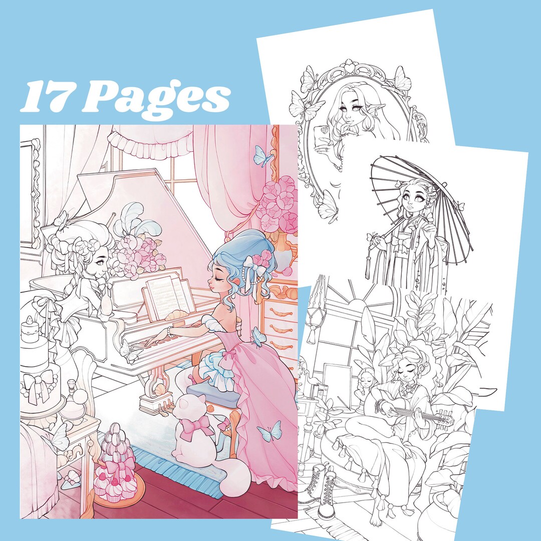 Soft Ladies Digital Coloring Pages - Etsy