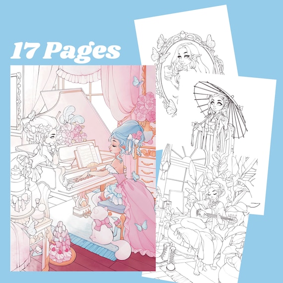 Soft Ladies Digital Coloring Pages - Etsy