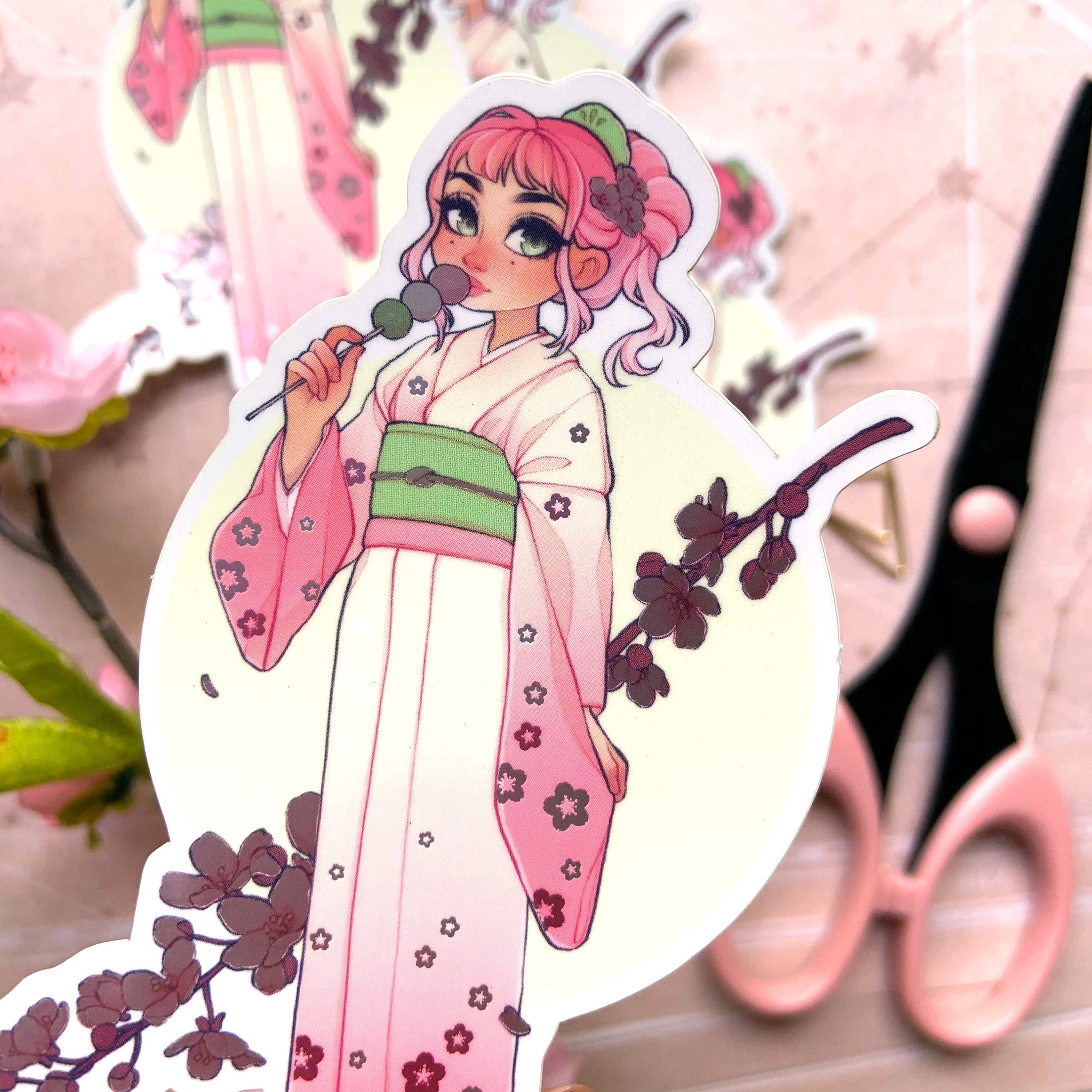 Sakura Yukata Vinyl Sticker Paper Stickers, Labels & Tags etna.com.pe