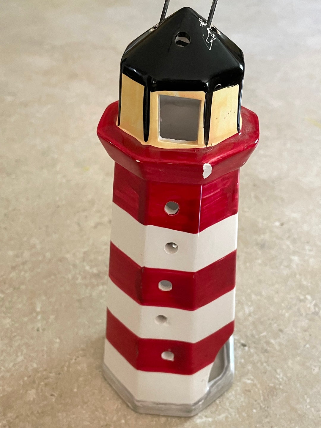 Vintage Handmade& Painted Lighthouse Tea Light Candleholder Lamp 1994 ...