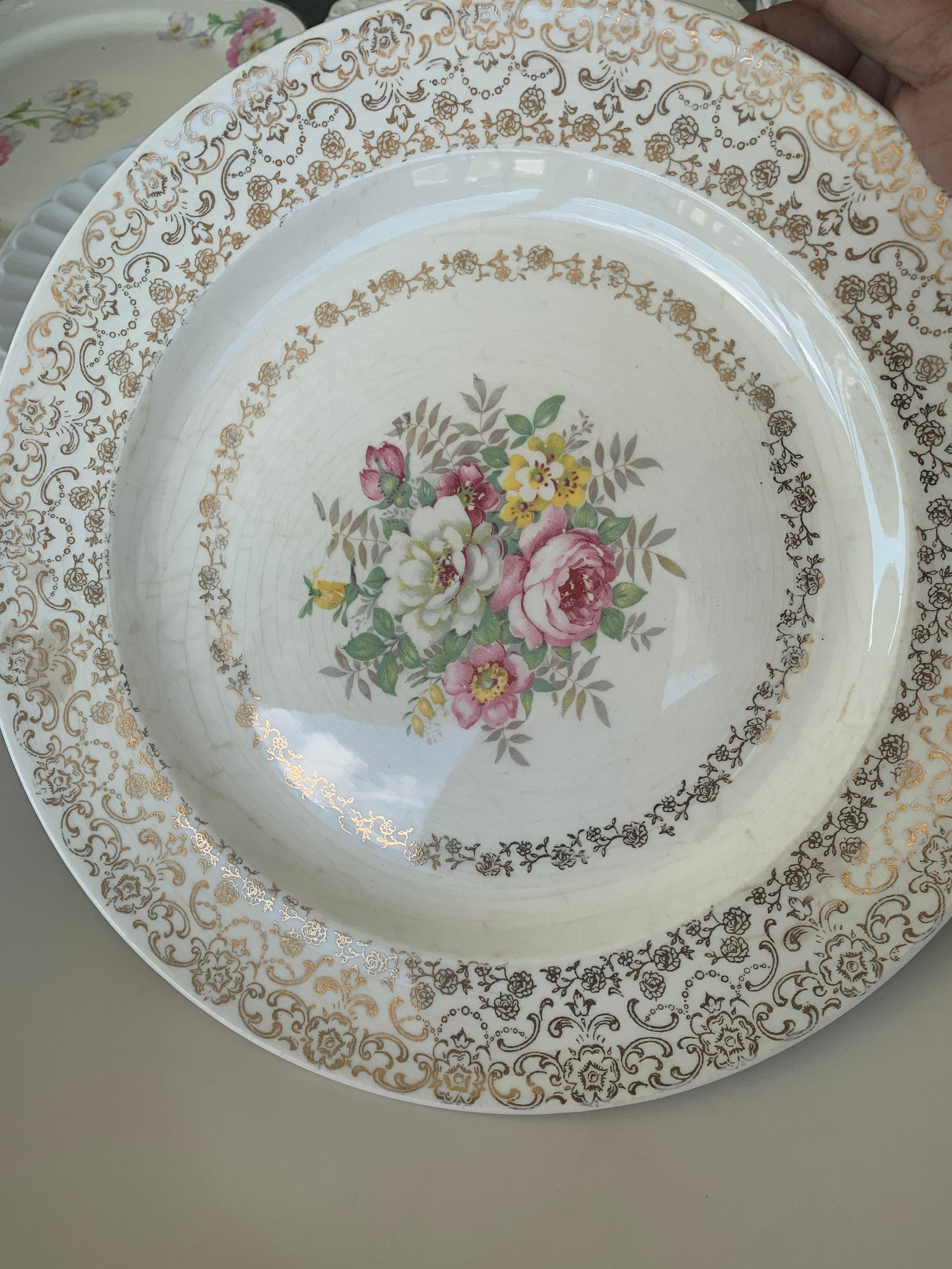 French Saxon Old Lace 22k Gold Dinner Plate Rare - Etsy