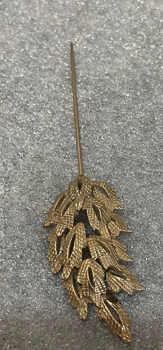 Rare Vintage castle Cliff Long Pin Brooch Leaf 1930s … - Gem
