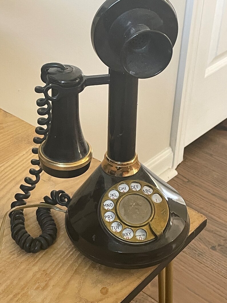 Vintage Decore Candlestick 1974 Electric Landline Phone Black&gold - Etsy