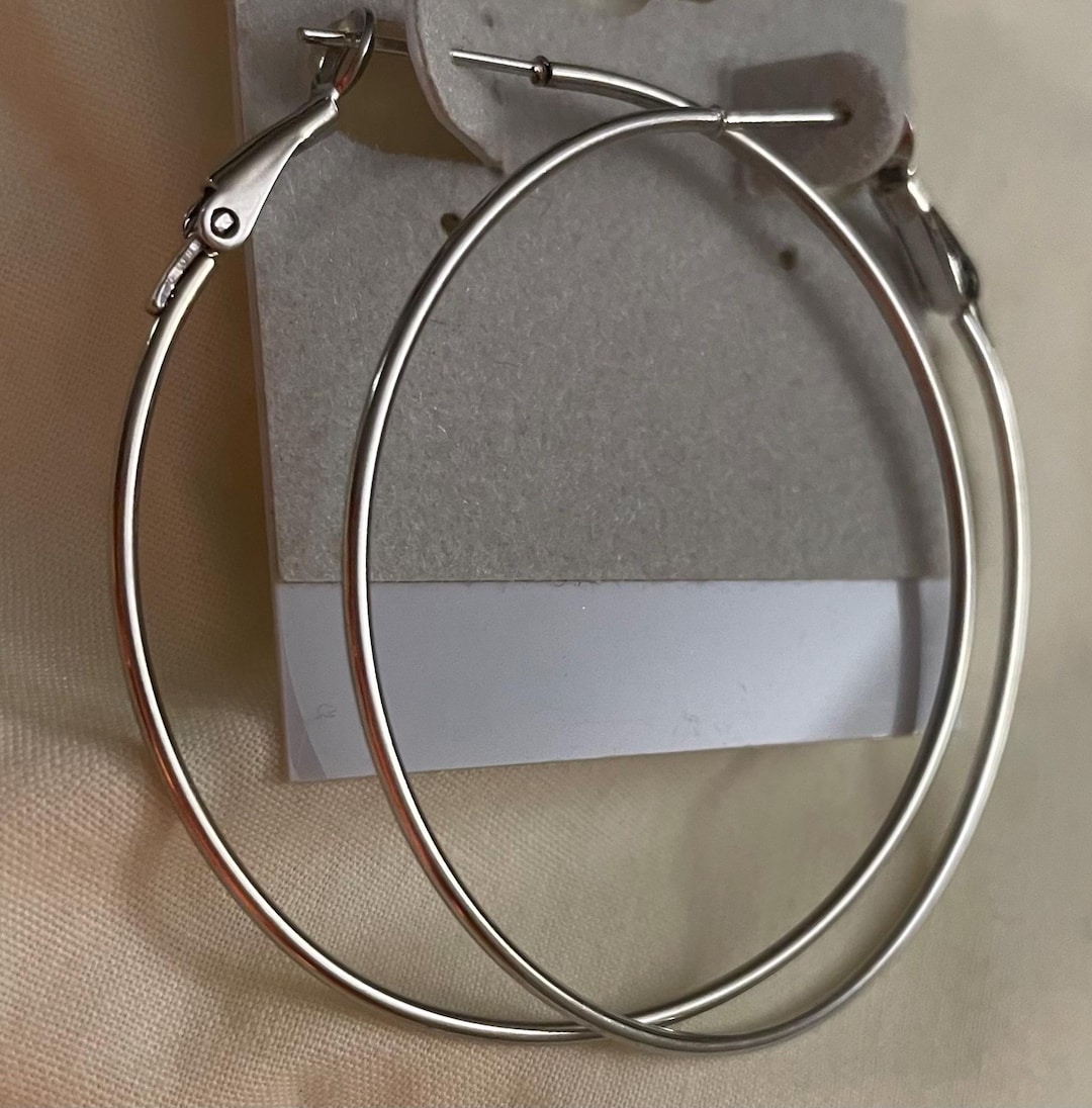 Stainless Steel Thin Elegant 1.8” Hoops - Etsy
