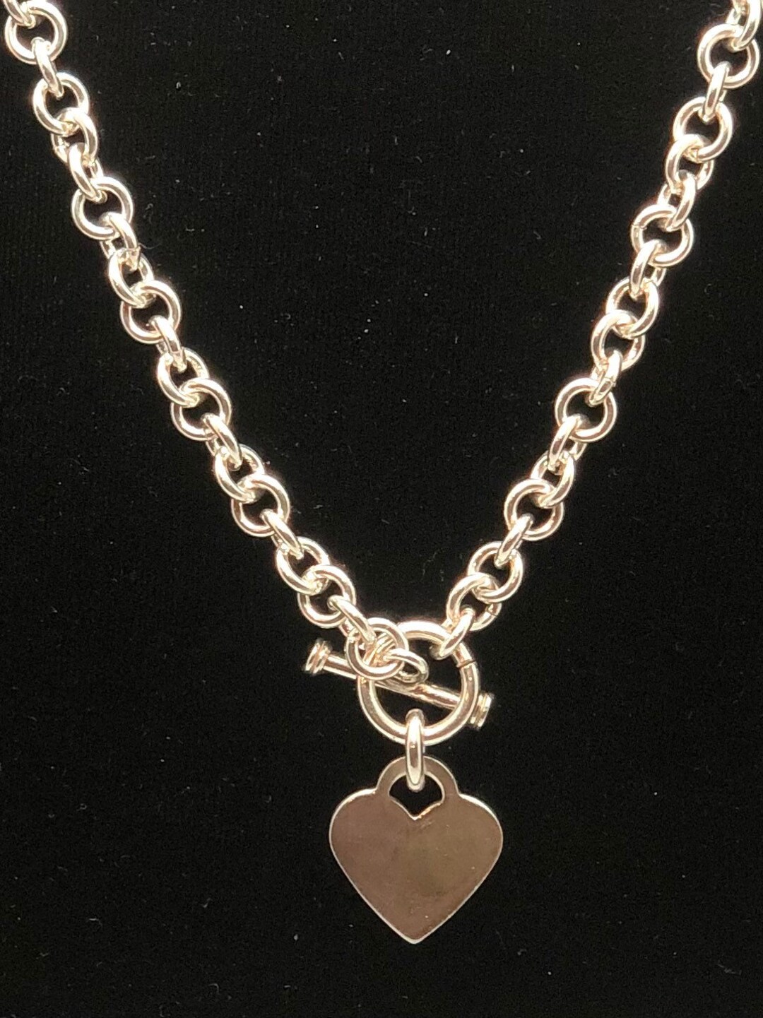 Engravable Heart Necklace Sterling Silver Toggle Necklace - Etsy