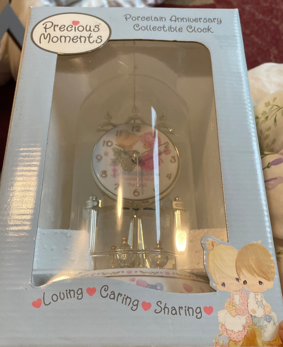 Vintage Precious Moments Friendship Hits the Spot Glass Doomed Clock ...