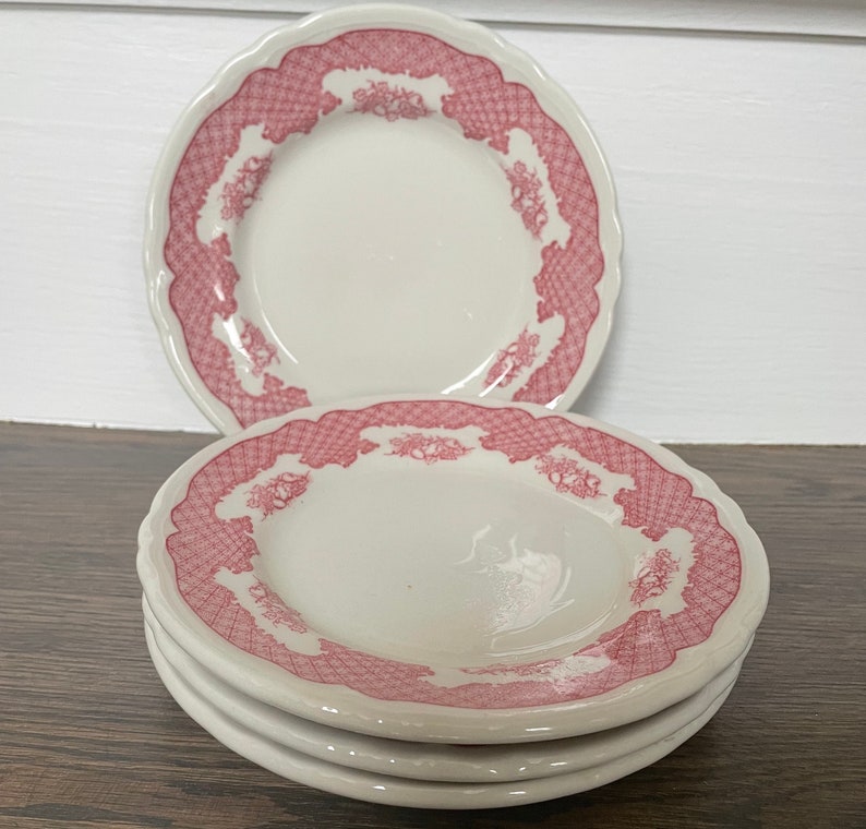 Vintage Shenango China USA by Interpace Red Border Set of 4 Salad ...