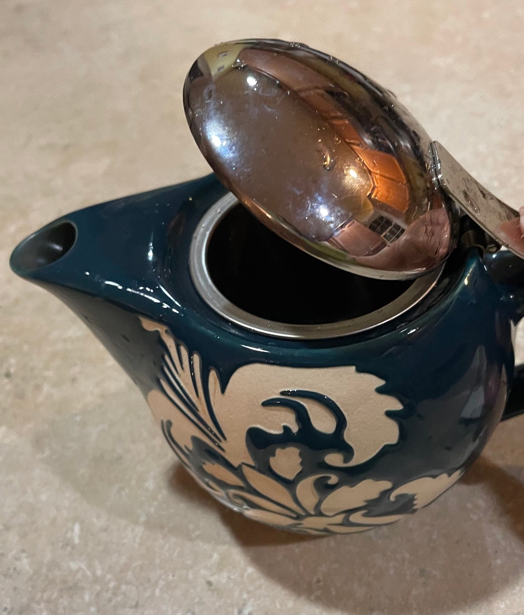 Uzbek Ceramic Handmade HD Blue Teapot Infuser Unique Stainless - Etsy