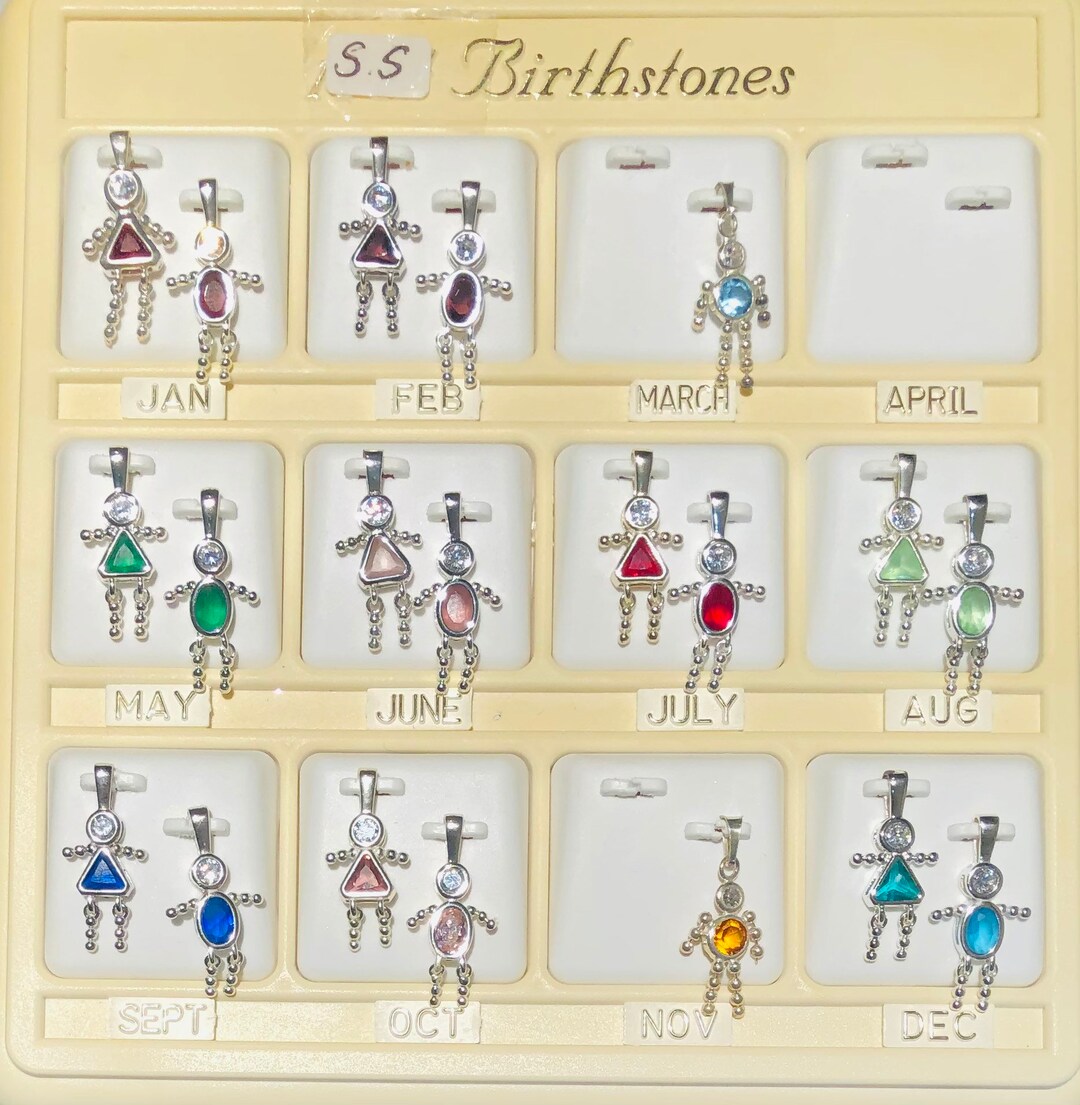 Birthstone Baby Charms 925 Sterling Silver Boy or Girl - Etsy