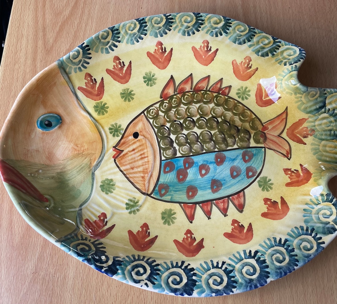 Vintage Handmade Fish Serving Platter Made in Italy Rare - Etsy