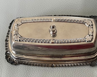 One Piece Silver Plated Footed Butter Dish Vintage,metal Caviar Server ...