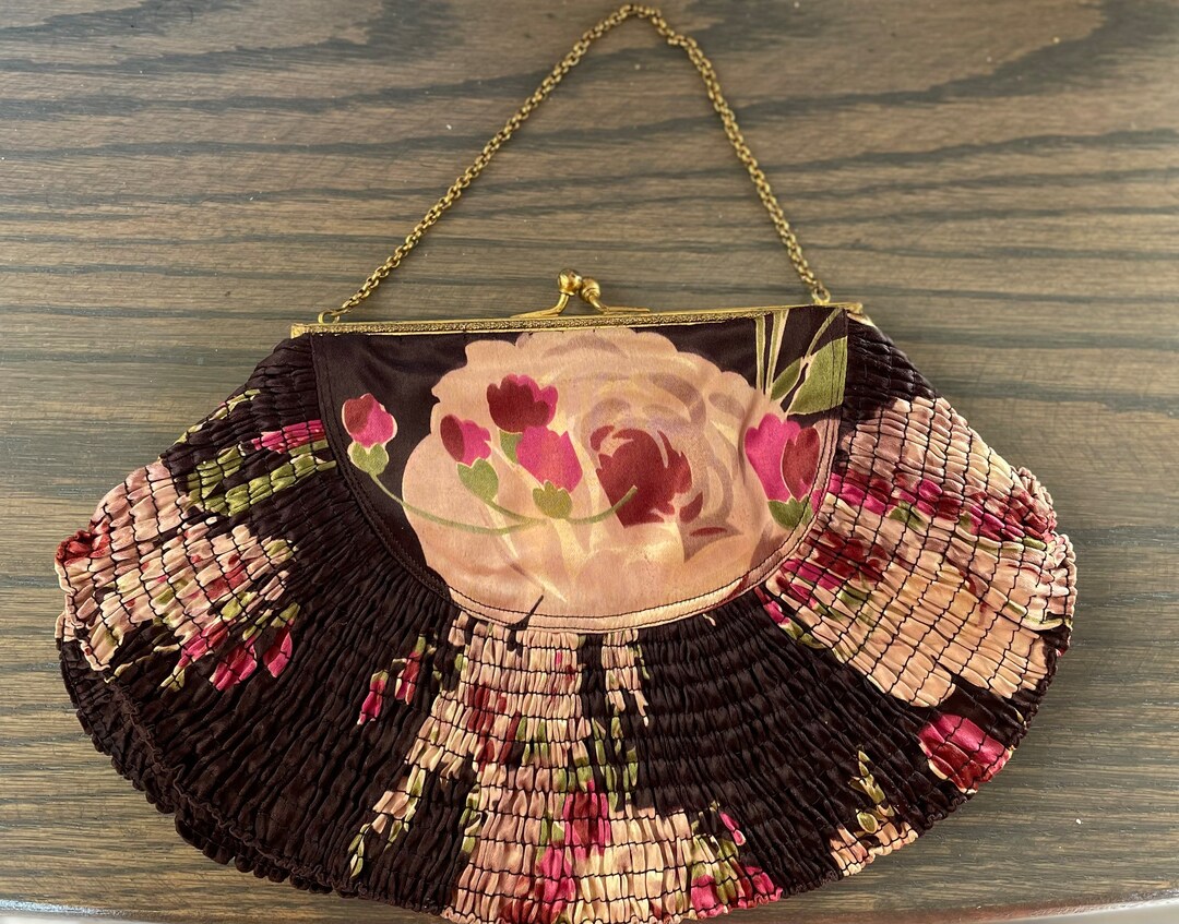 Velma Rhea 1940,s Floral Clutch Bag W/ Small Chain - Etsy