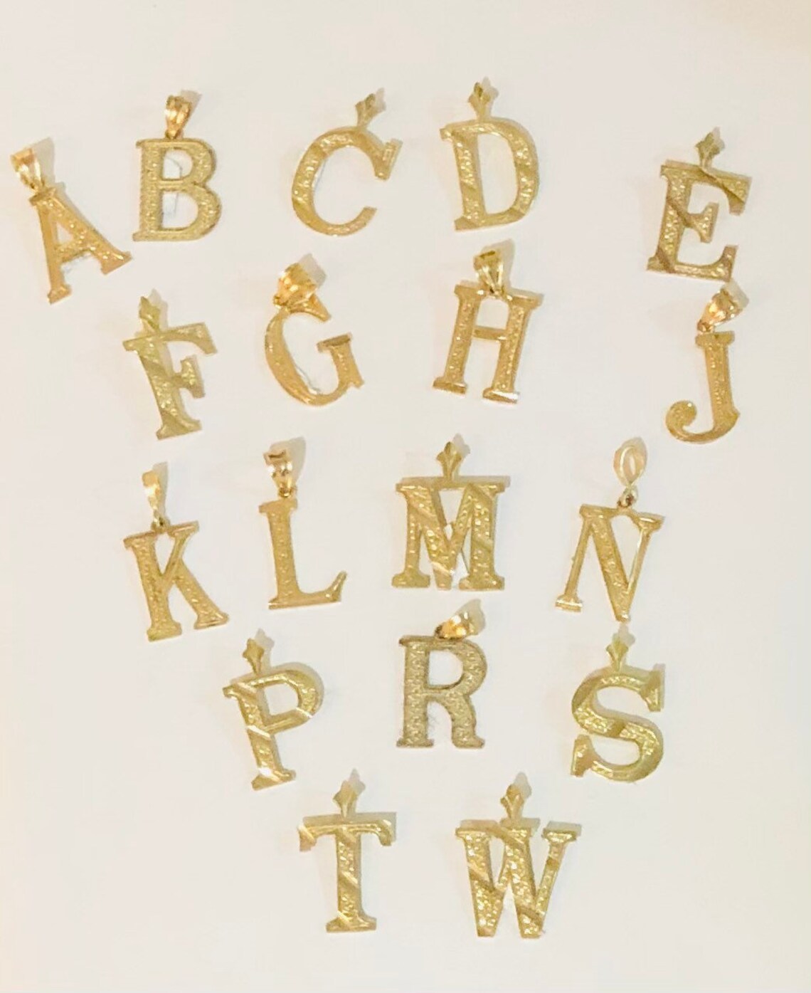 10K Solid Gold Initial Letters Pendants. PRICE EACH PENDANT | Etsy