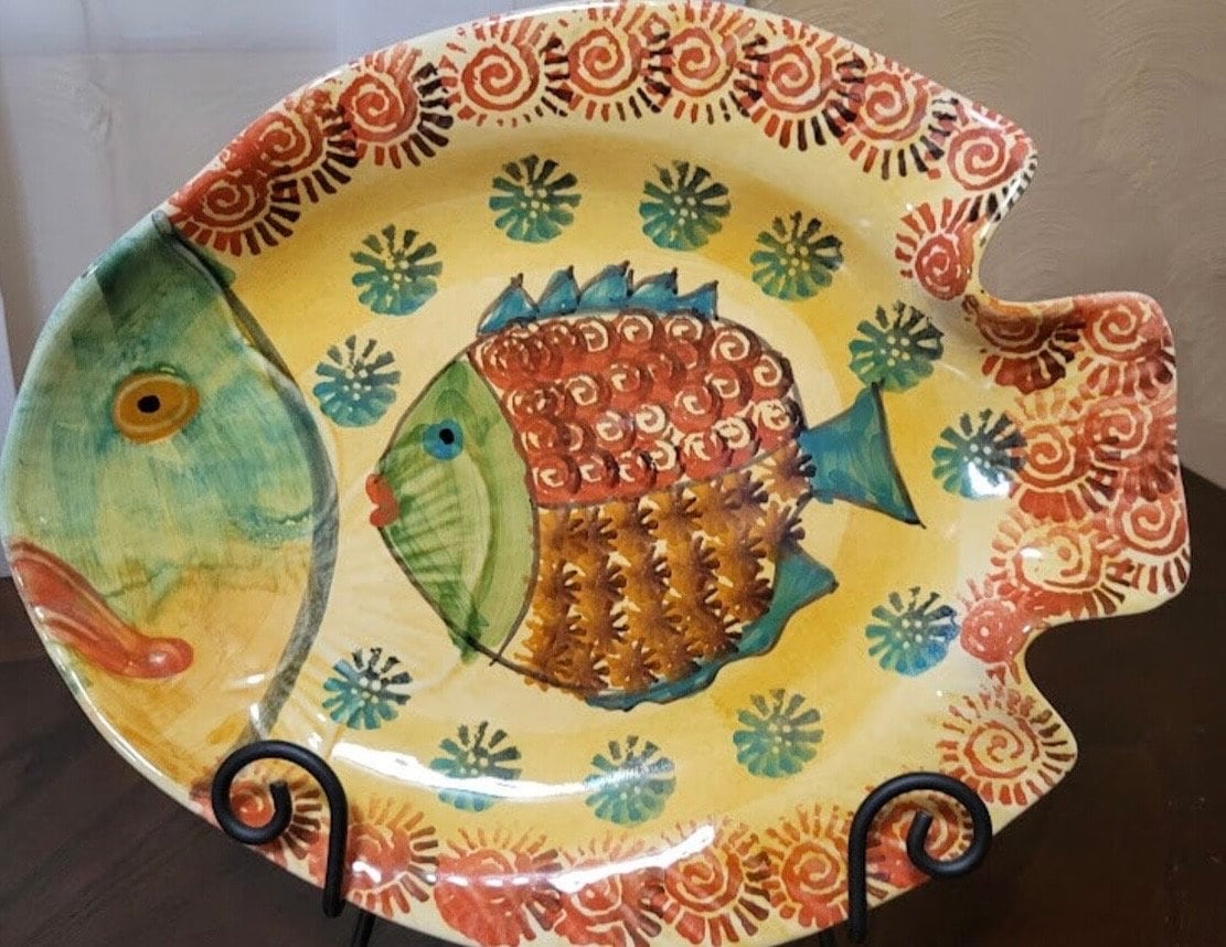 Vintage Handmade Fish Serving Platter Made in Italy Rare - Etsy