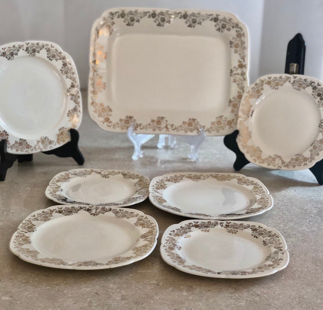 1930s the Edwin M. Knowles Set of 7 Dinnerware 22K Gold Trim USA - Etsy