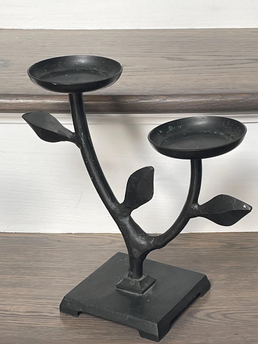 Vintage Pottery Barn Rustic Candle Holder Botanical Pillar Design - Etsy