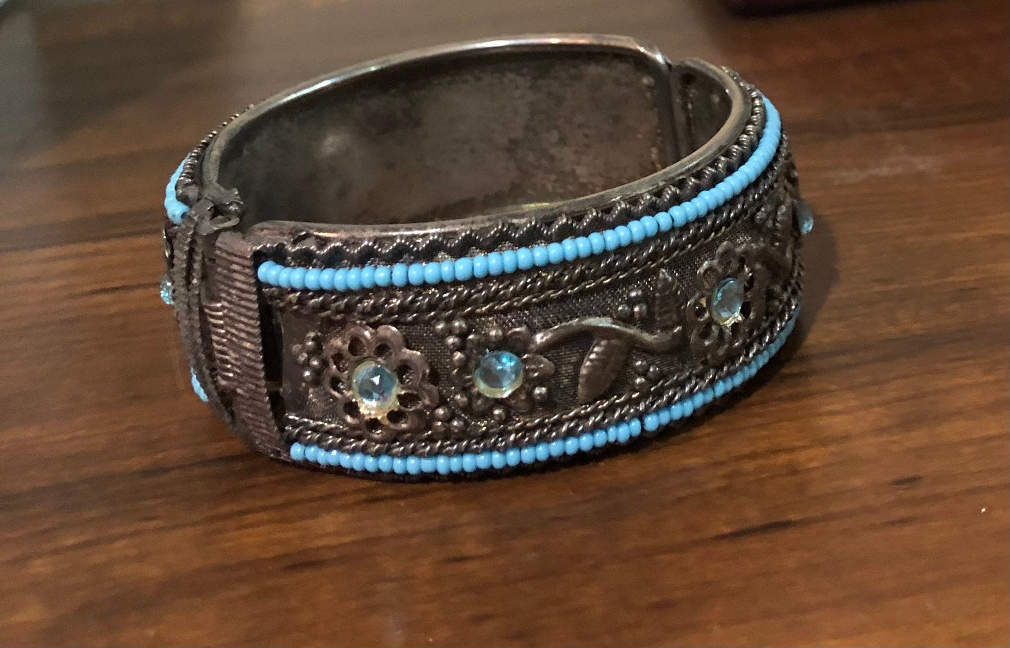 Handmade Indian silver bracelet vintage - Etsy Italia