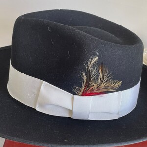 Vintage Men,s Fedora Hat Black 100% Wool WPL 5923 Lana Laine Sizelarge ...