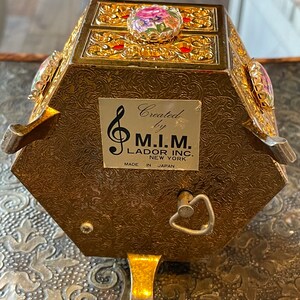 Vintage Porcelain Rose Japanese Trinket Metal Music Jewllery Box M.I.M ...