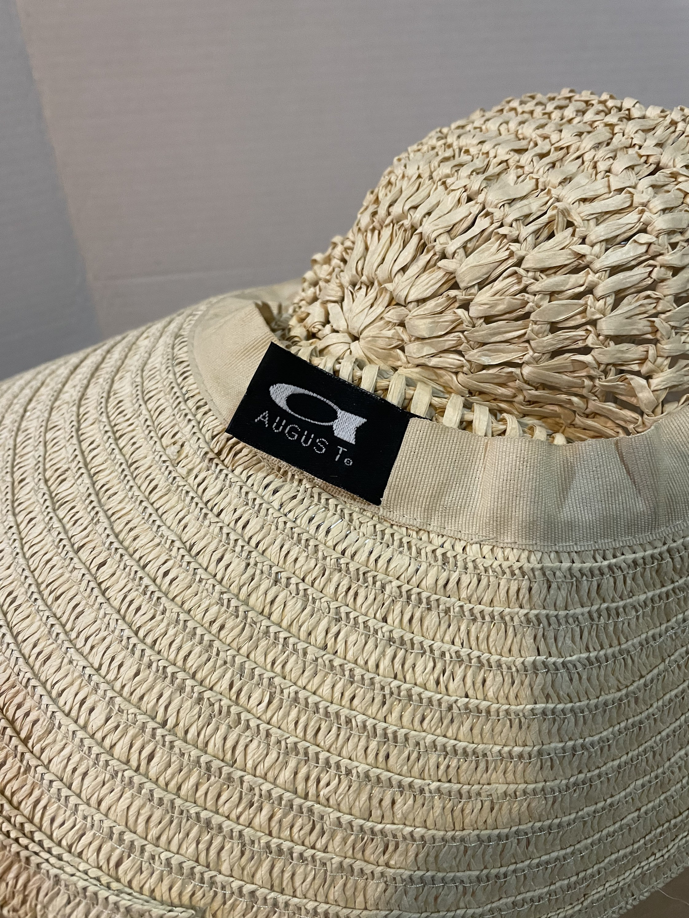 Floppy Large Brim/rim Augusto Paper Polyester Sun Hat Rare - Etsy