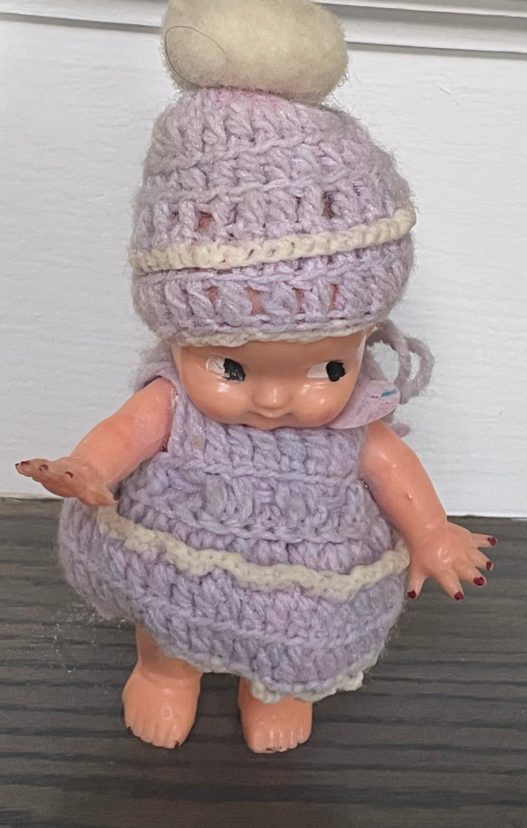 Vintage Kewpie Doll 7”hsndnade 3 Piece Crochet Outfit Purple - Etsy