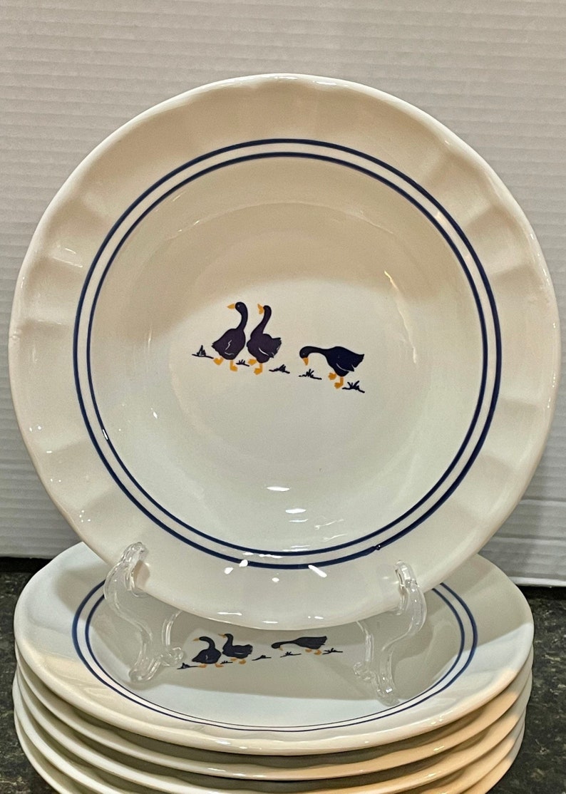 Vintage 1980,s Italian Castellania Ceramic Geese Bread/butter Set of 4 ...