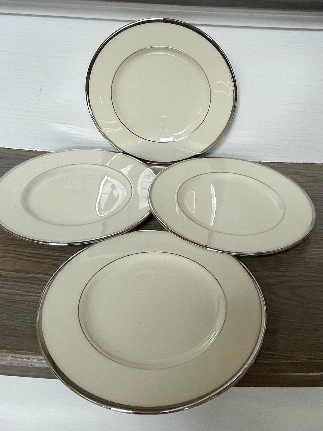 Lenox Montclair Set of 4 Bread & Butter Plates Ivory W/ Platinum Trim ...