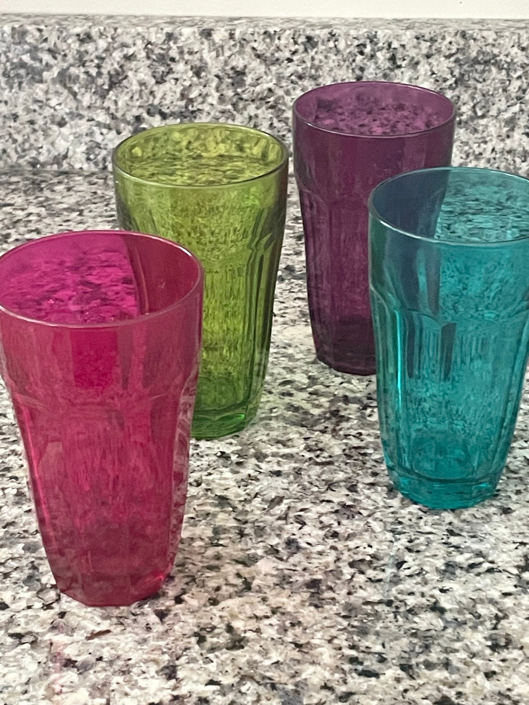 Vintage Circleware Ribbed Glassware Set: Jewel Tone Drinking Glasses ...