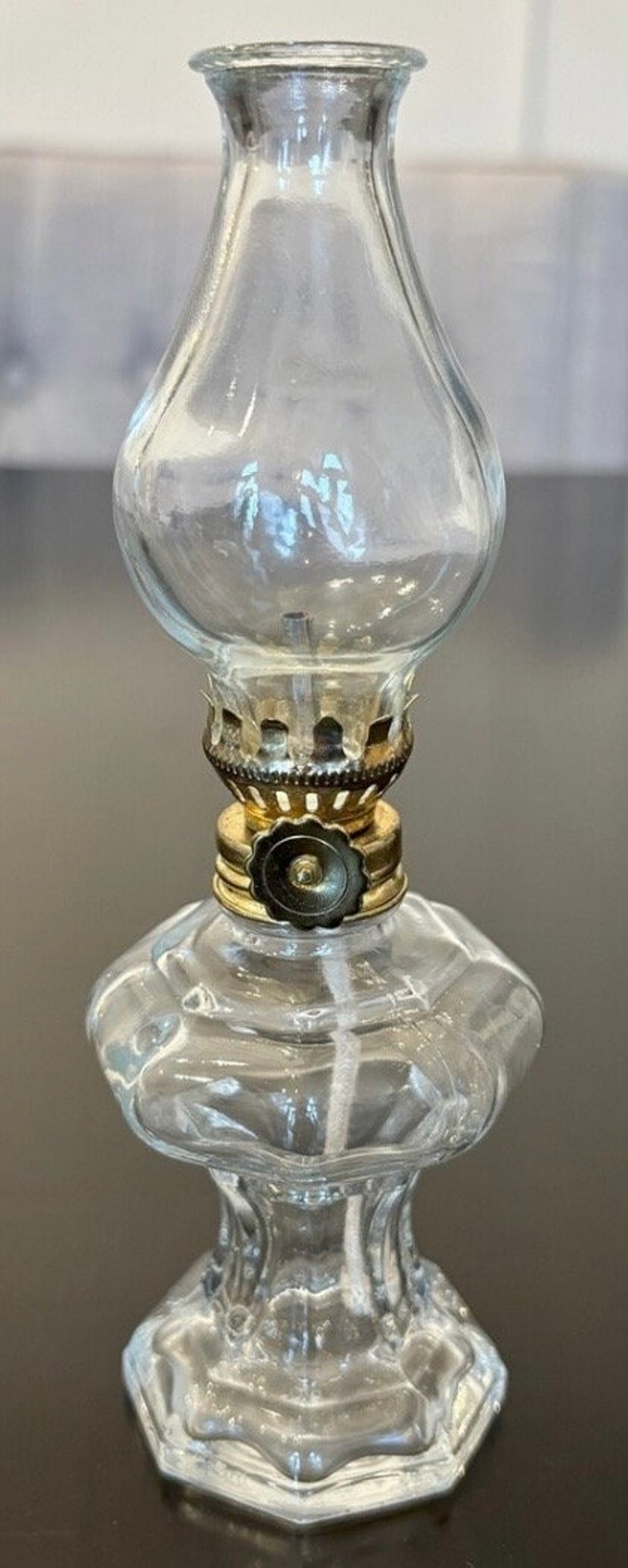 Vintage Miniature Oil Lamp 6.75” Glass Shade Lamp - Etsy