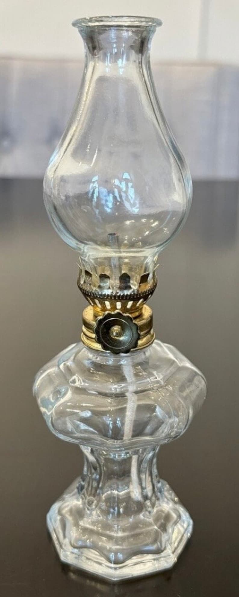Vintage Miniature Oil Lamp 6.75” Glass Shade Lamp - Etsy