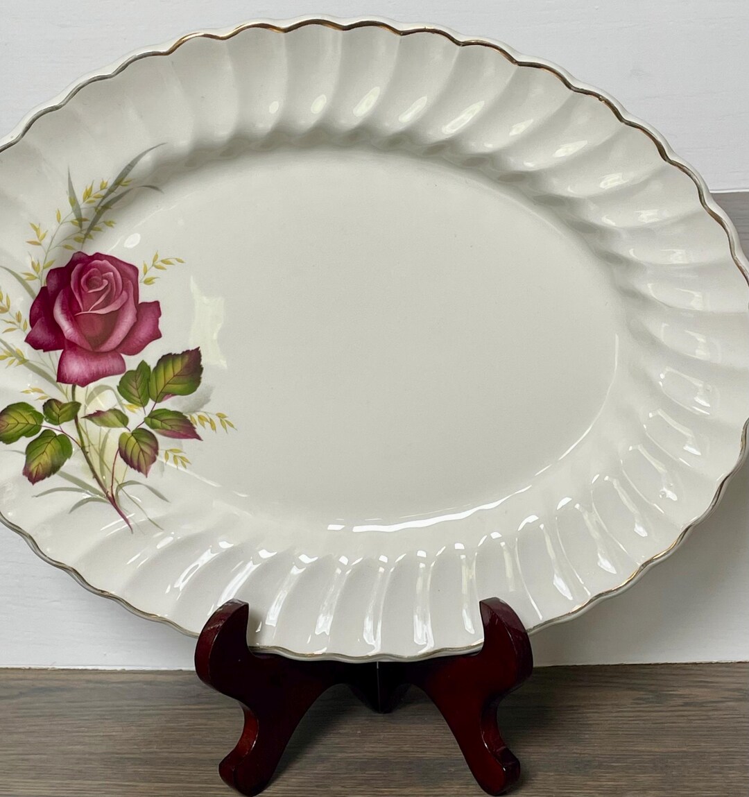 Vintage Anniversary Rose by Myott Staffordshire Chop Serving Platter 14 ...