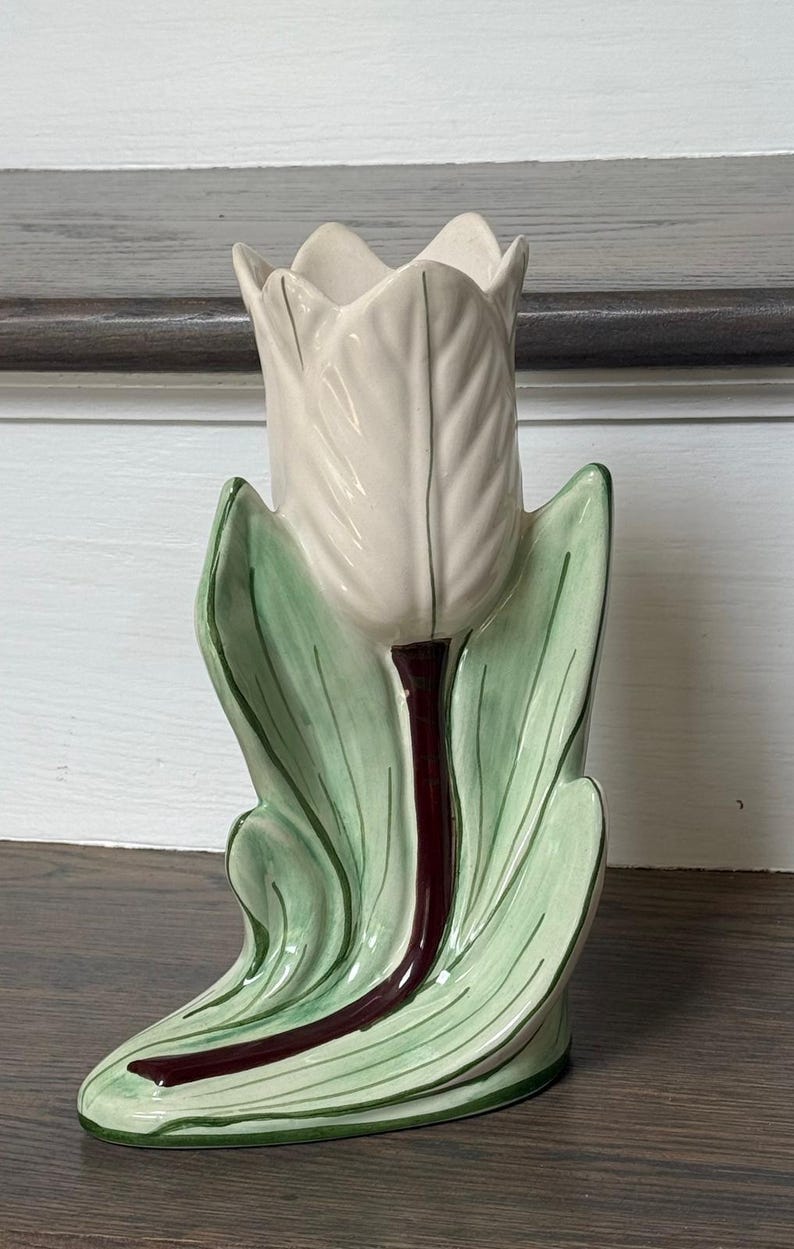 Vintage Handmade Tulip Design Ceramic Vase Signed Portugal - Etsy