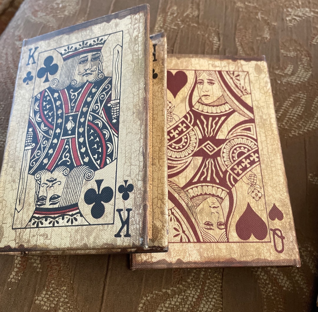 Playing Cards Book Boxes ,set of 2 Storage Boxes Queen of Spade & King ...