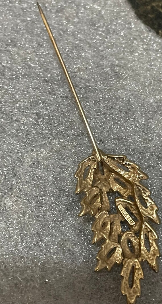 Rare Vintage castle Cliff Long Pin Brooch Leaf 1930s … - Gem