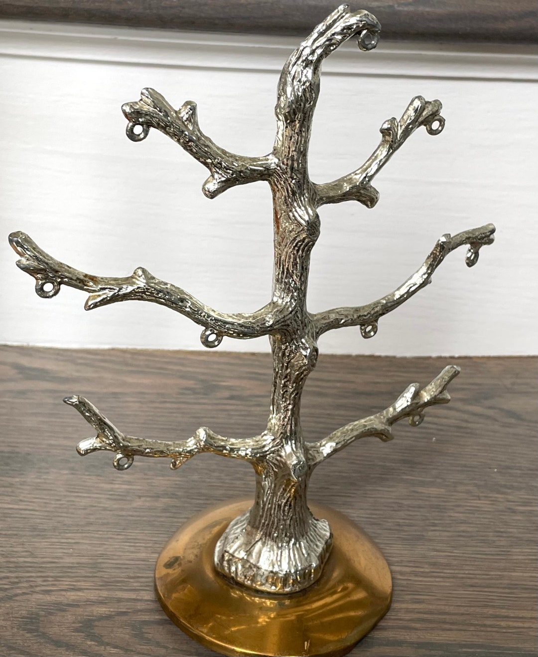 Silver Tree Jewelry Tree W/ Brass Base - Etsy