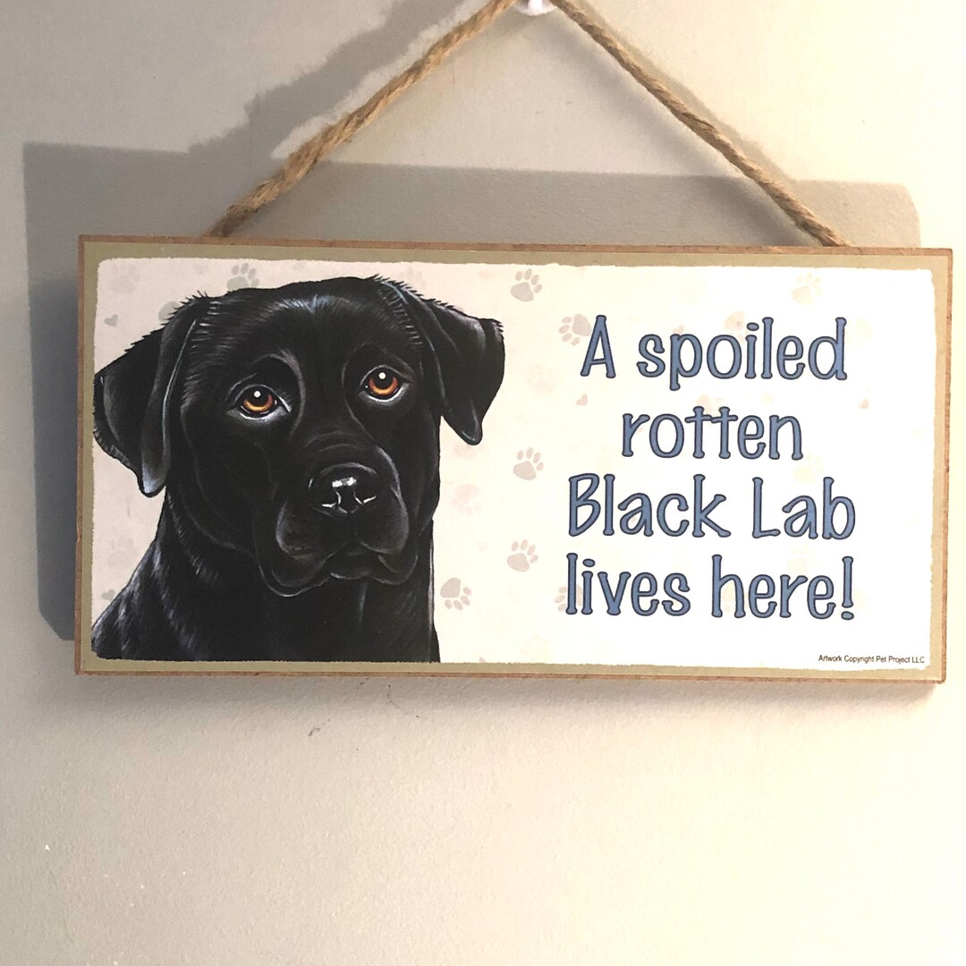A Spoiled Rotten Black Lab Lives Here Dog Black 5”X10” Wood Plate - Etsy