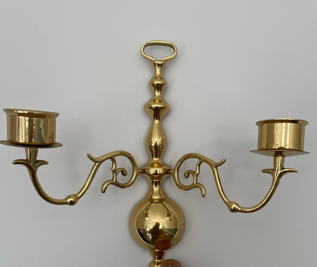 Colonial Brass Two Arms Scones Candle Holder Vintage - Etsy