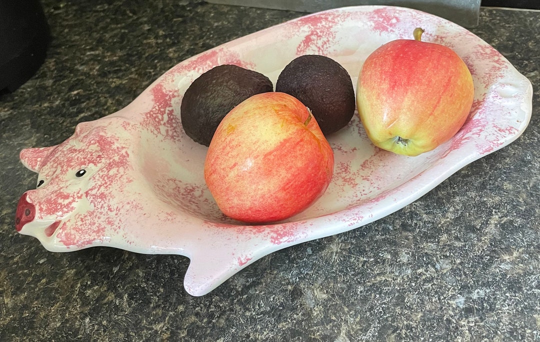 Vintage Pottery Pig Platter ,ceramic Handmade & Paint Serving Platter ...