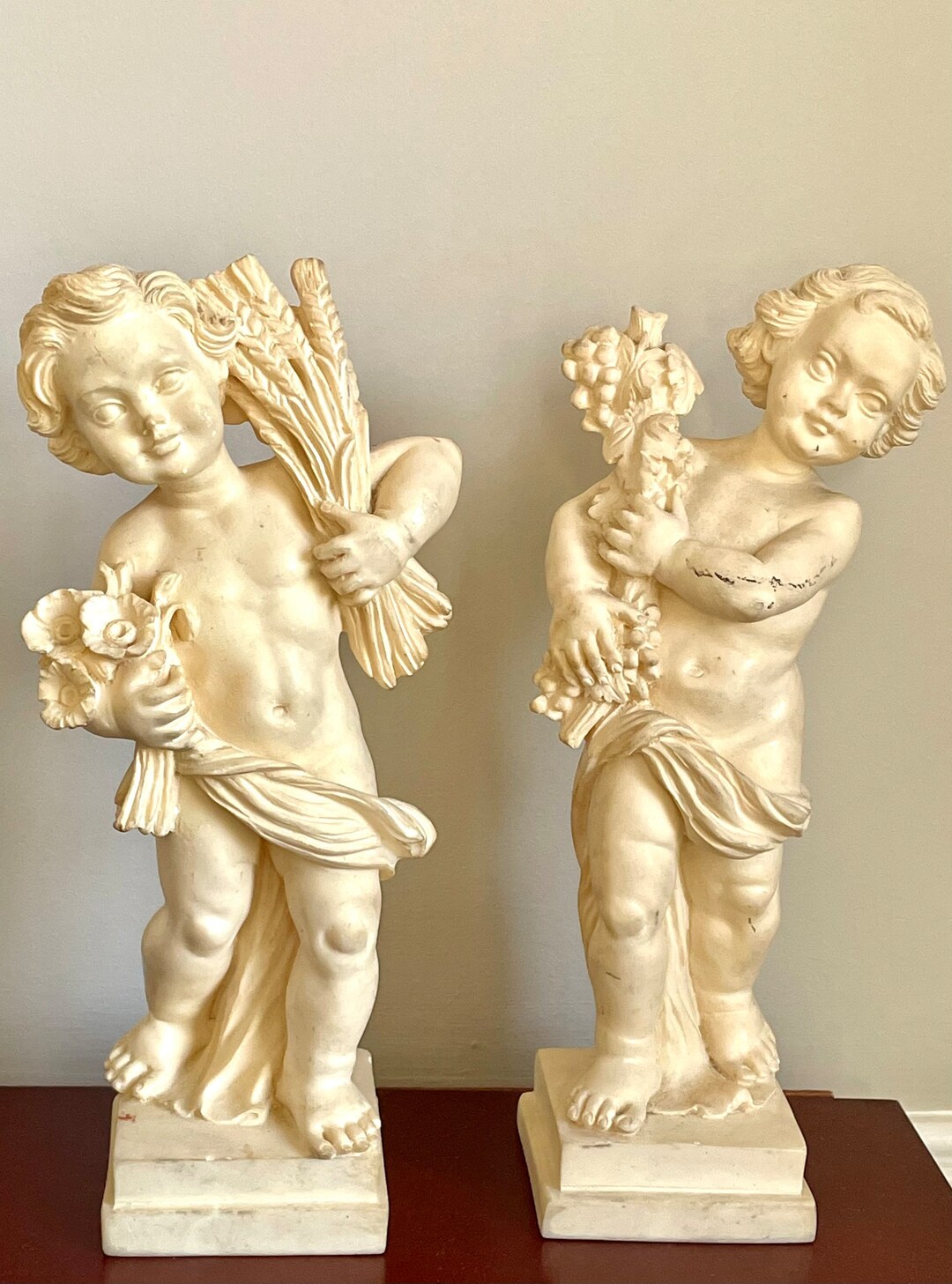 Vintage Italian Cherub Statues Signed G.ruggeri 11” Set of 2 Rare - Etsy