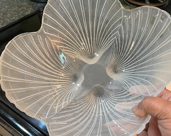 Serving Bowl Frosted Scallop Shell Design Vintage Crystal by HOYA Corp ...