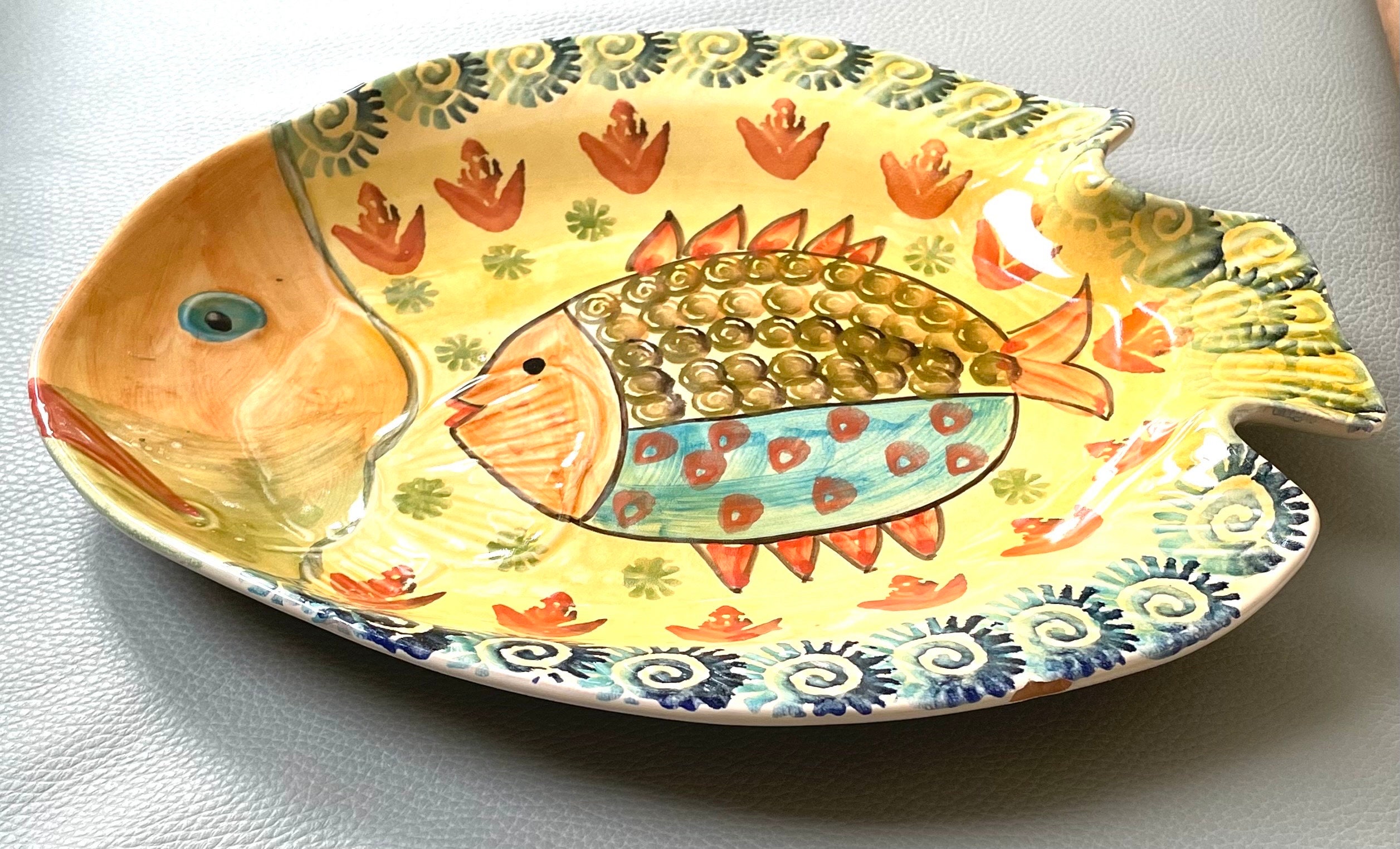 Vintage Handmade Fish Serving Platter Made in Italy Rare - Etsy