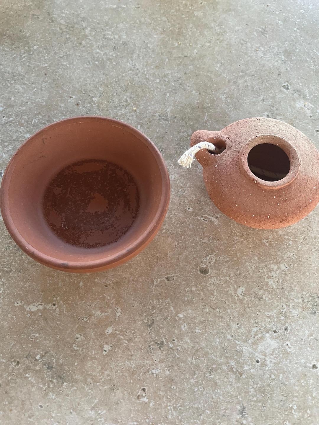 Pottery Oil Lamp and Dish Made in Israel Holy Lamp - Etsy