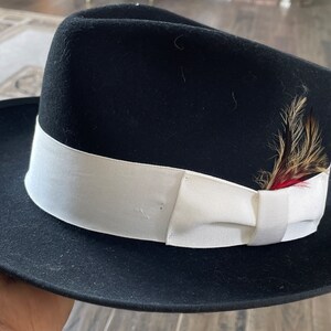 Vintage Men,s Fedora Hat Black 100% Wool WPL 5923 Lana Laine Sizelarge ...