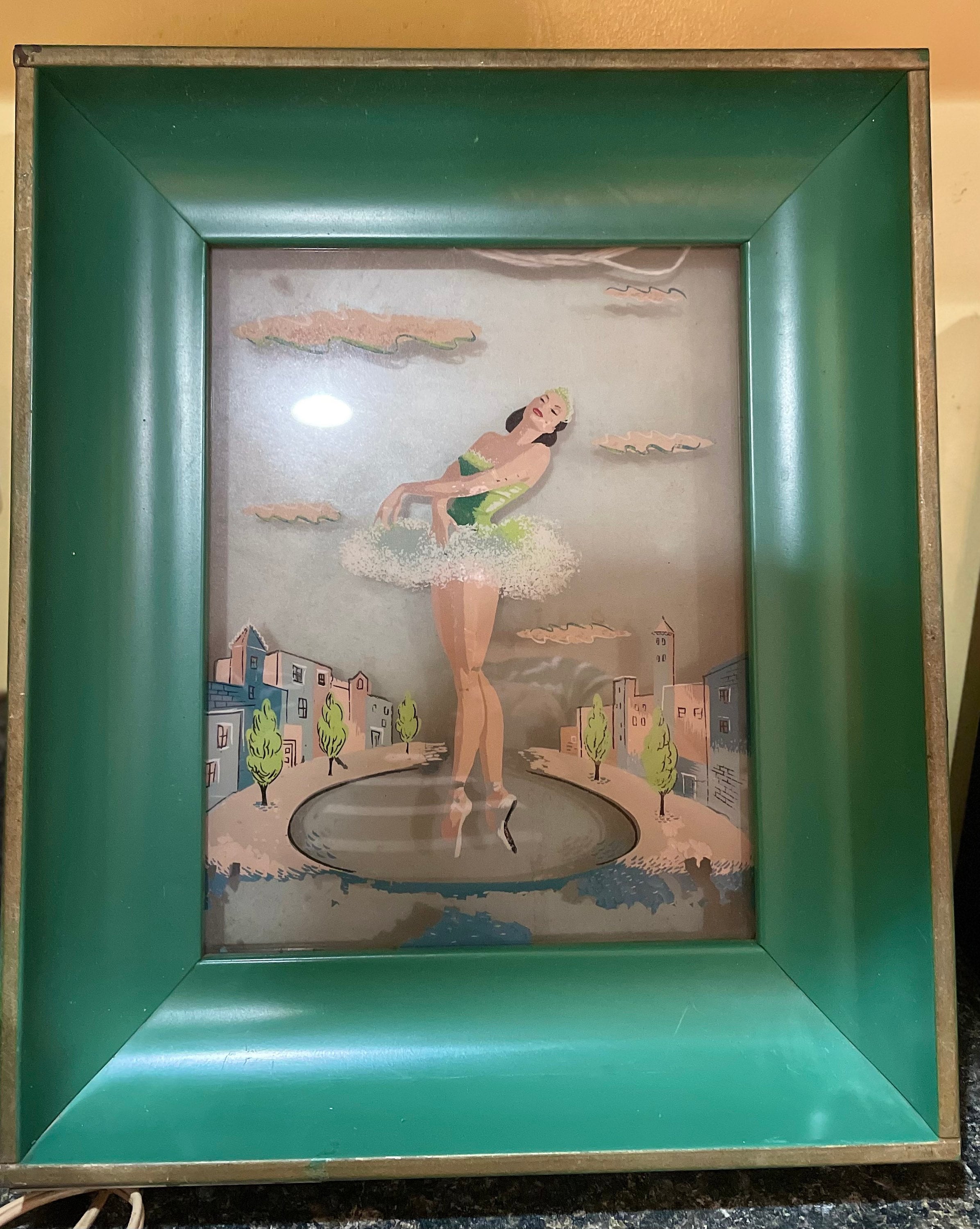 Vintage Bellarina Shadow Box Light Reverse Glass Painting in - Etsy