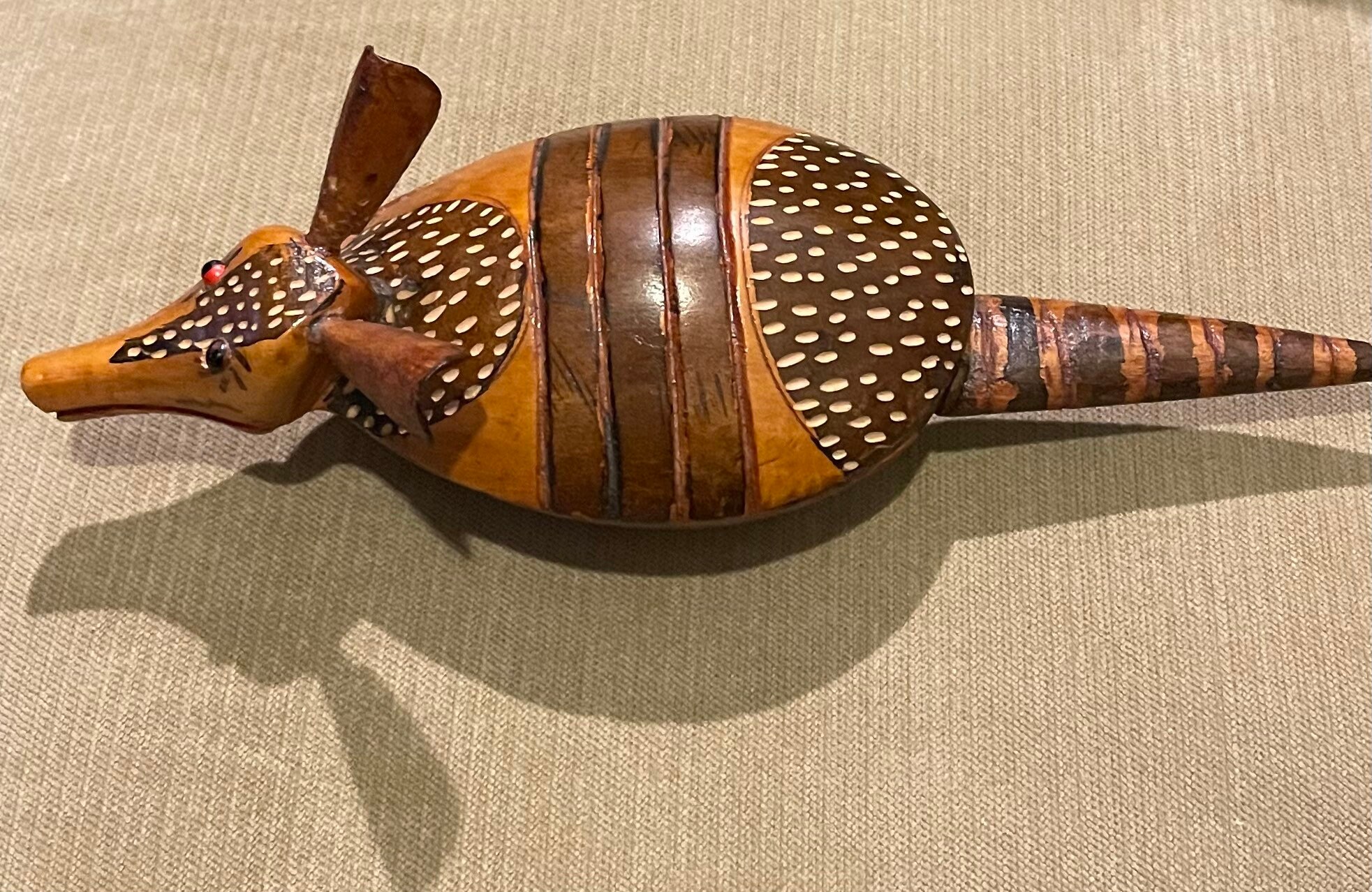 Vintage Hand Carved Wood Mouse Bowl/ Box With Lid and Spoon Long Tail ...