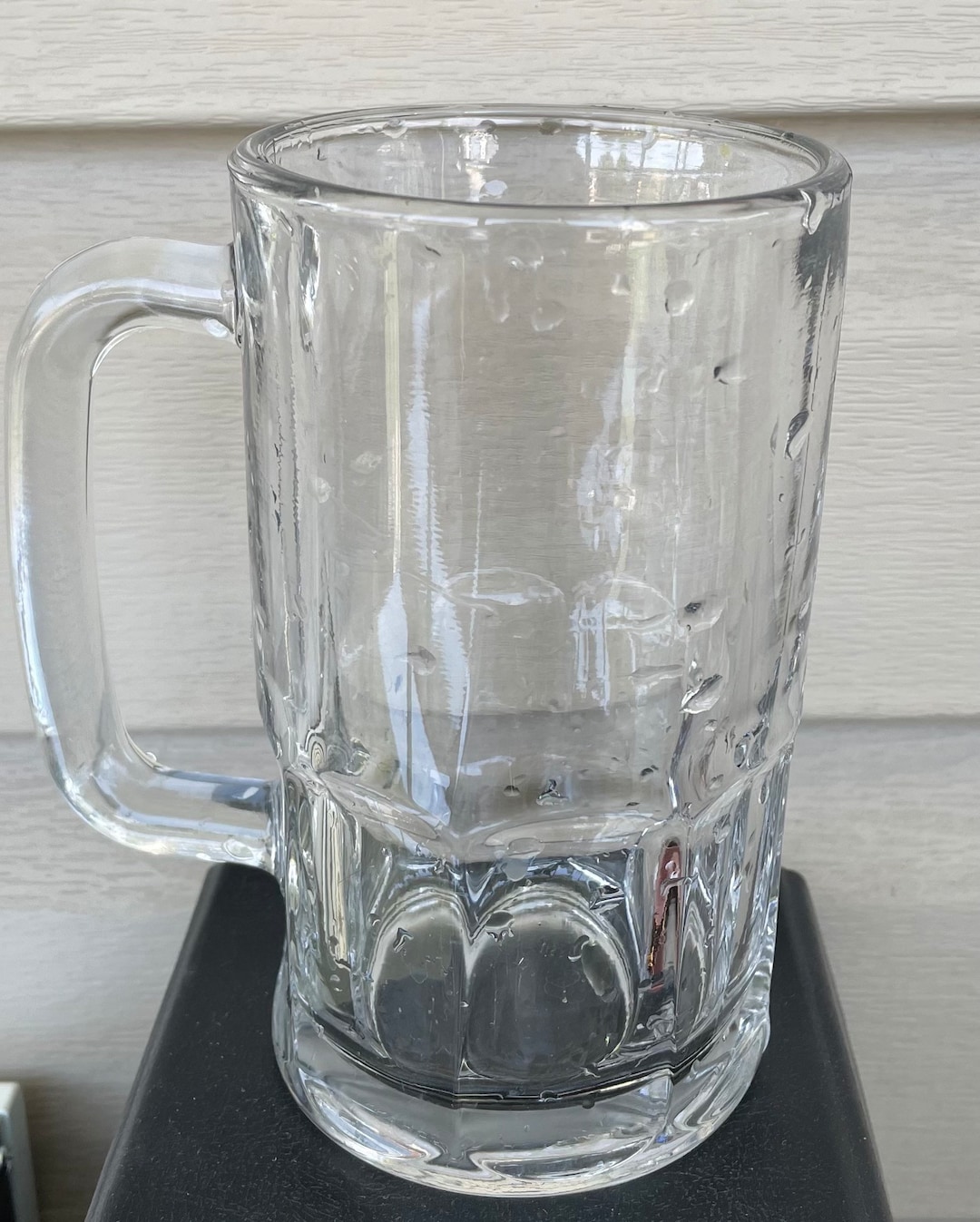 Vintage XL Heavy Glass Beer Mug - Etsy