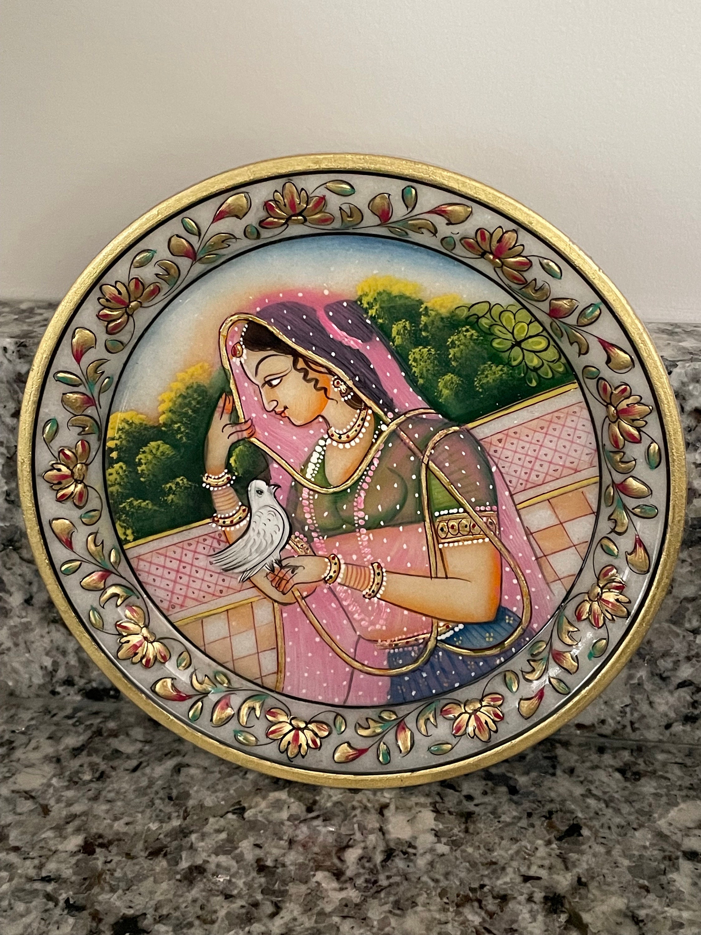 Vintage Gold Leaf Marble Decorative Plate Handmade Collectible Plate - Etsy
