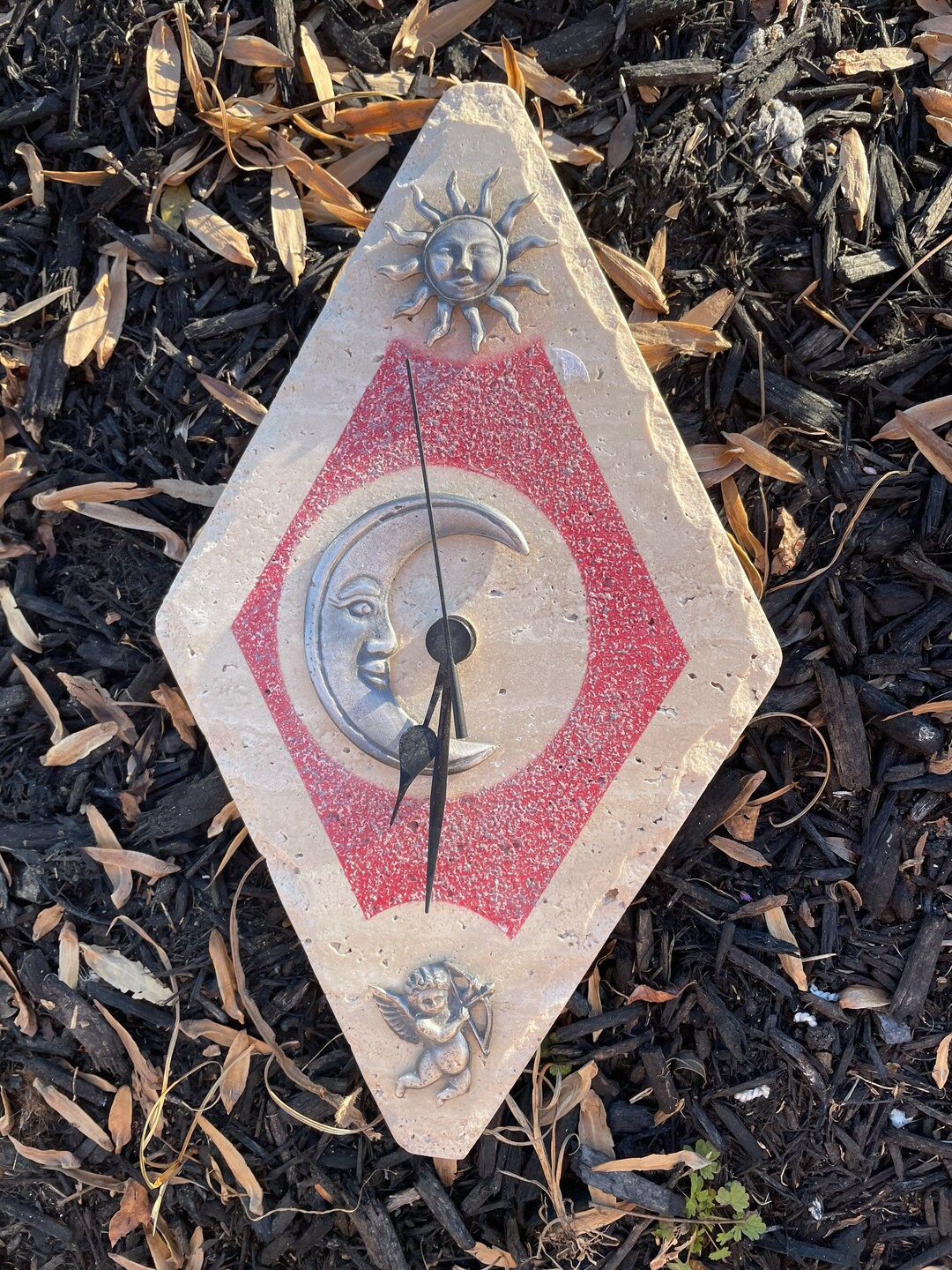 Echo “lucky Time Clock” of Natural Stone Sun ,moon & Angel Clock Rare ...